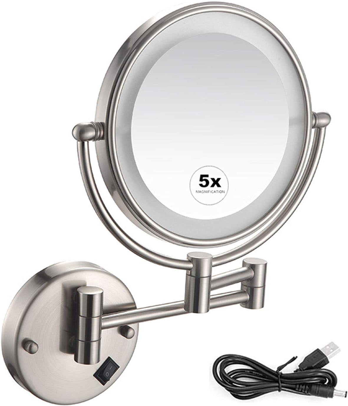 Shaving Mirrors LED Lighted 5X Magnifying Wall Mounted for Bathroom ...