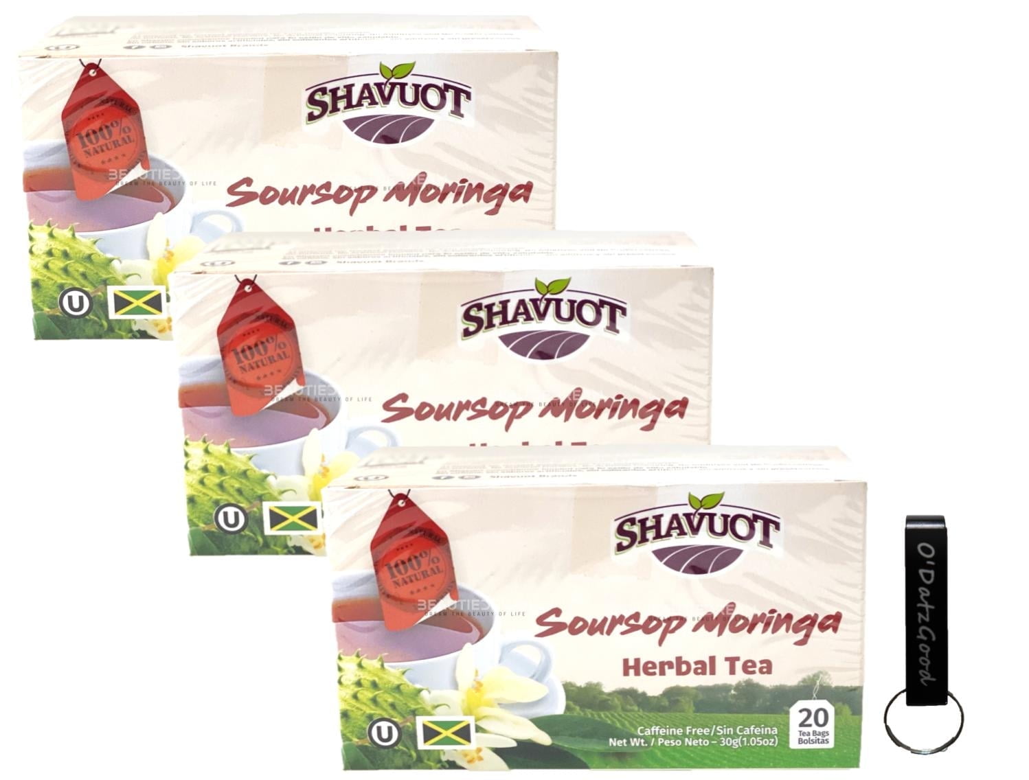 Shavuot Soursop Moringa Tea 20 Tea Bags (30g) Pack of 3 Packaged w/ ODatzGood - Walmart.com