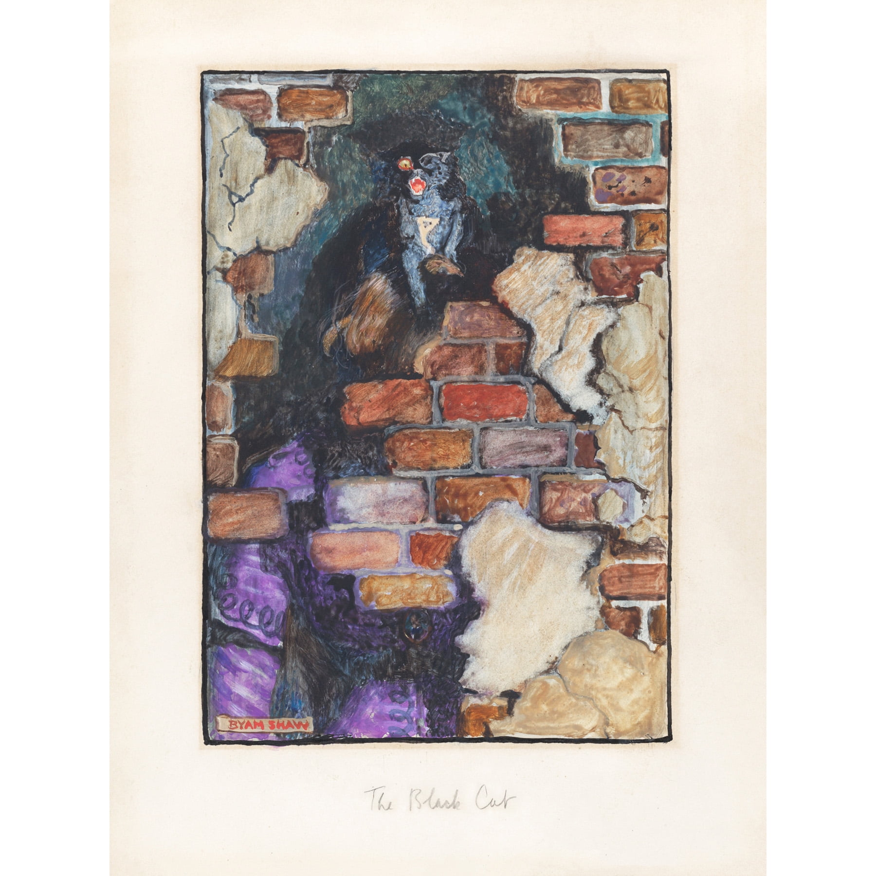 Shaw Black Cat Poe Tales Mystery Book Illustration Extra Large XL Wall ...