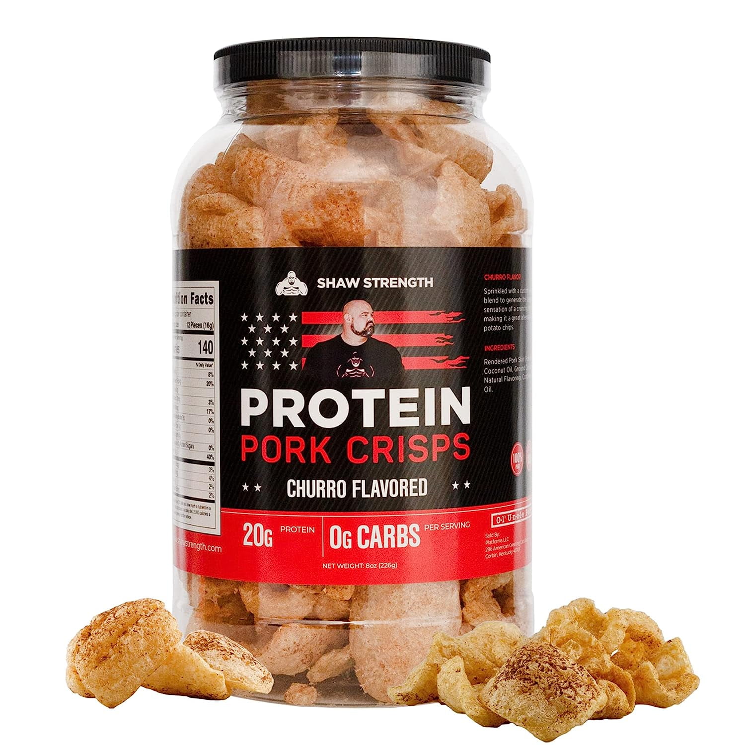 Shaw Strength Protein Pork Rinds (Churro, 8oz); Developed for World’s ...