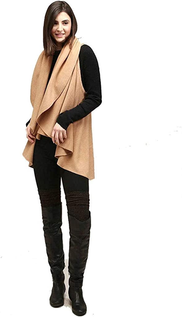 Shawl Wrap Vest Multiple Wear 5 in 1,Draped, Bundle with Belt Camel ...