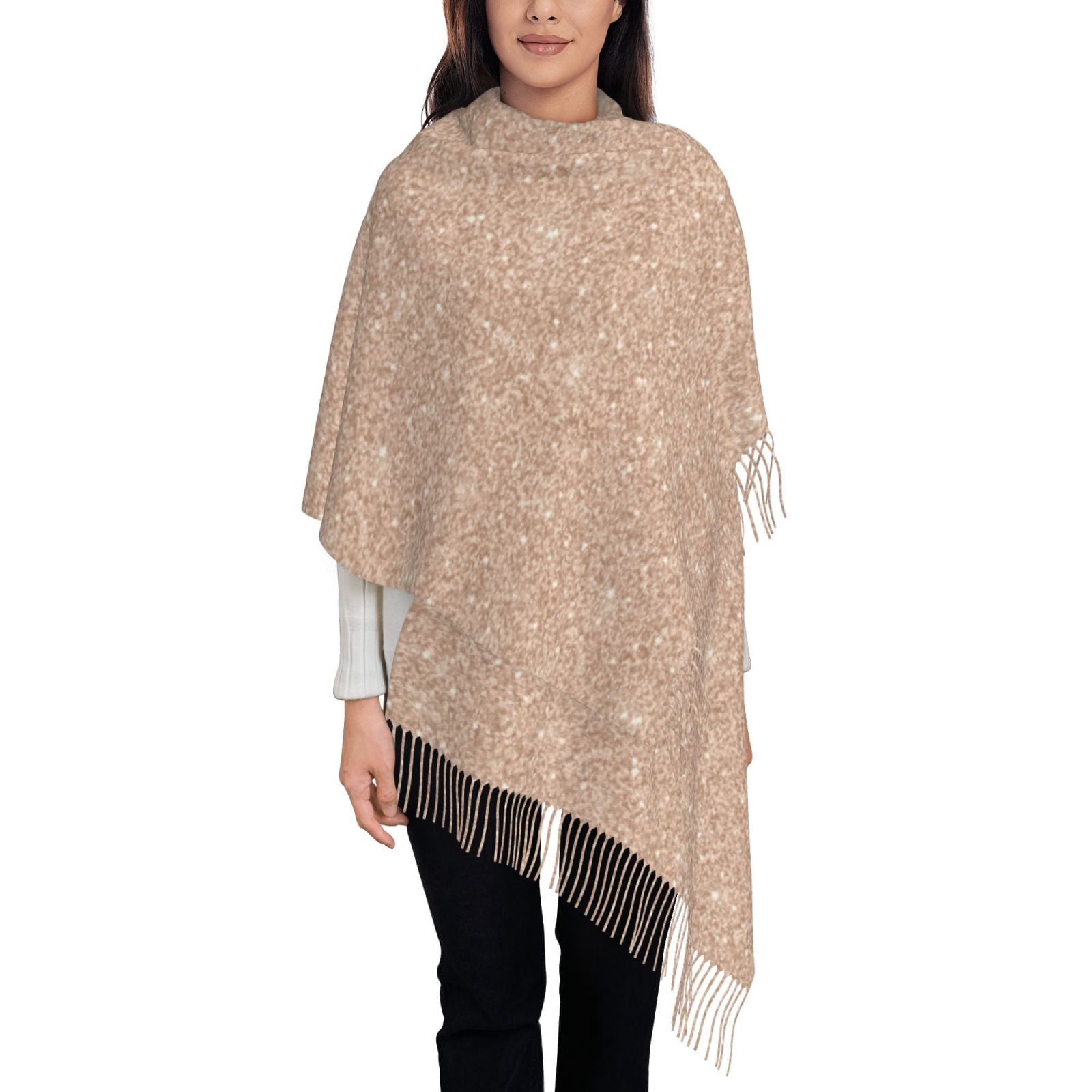 Shawl Wraps for Women - Beige Sparkling Glitter Imitation Pashmina ...