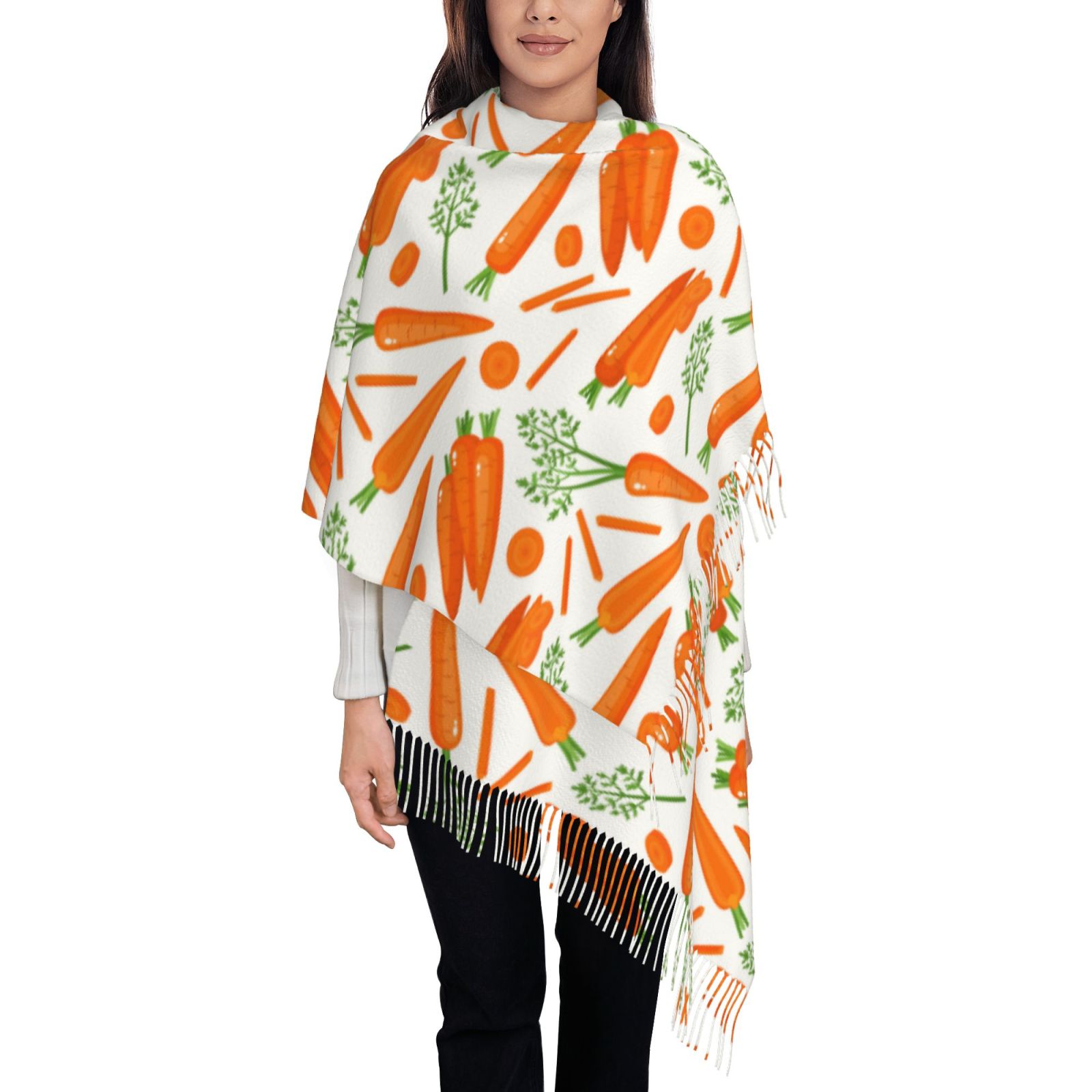 Shawl Wraps for Women - Carrot slices sticks Imitation Pashmina Shawls ...