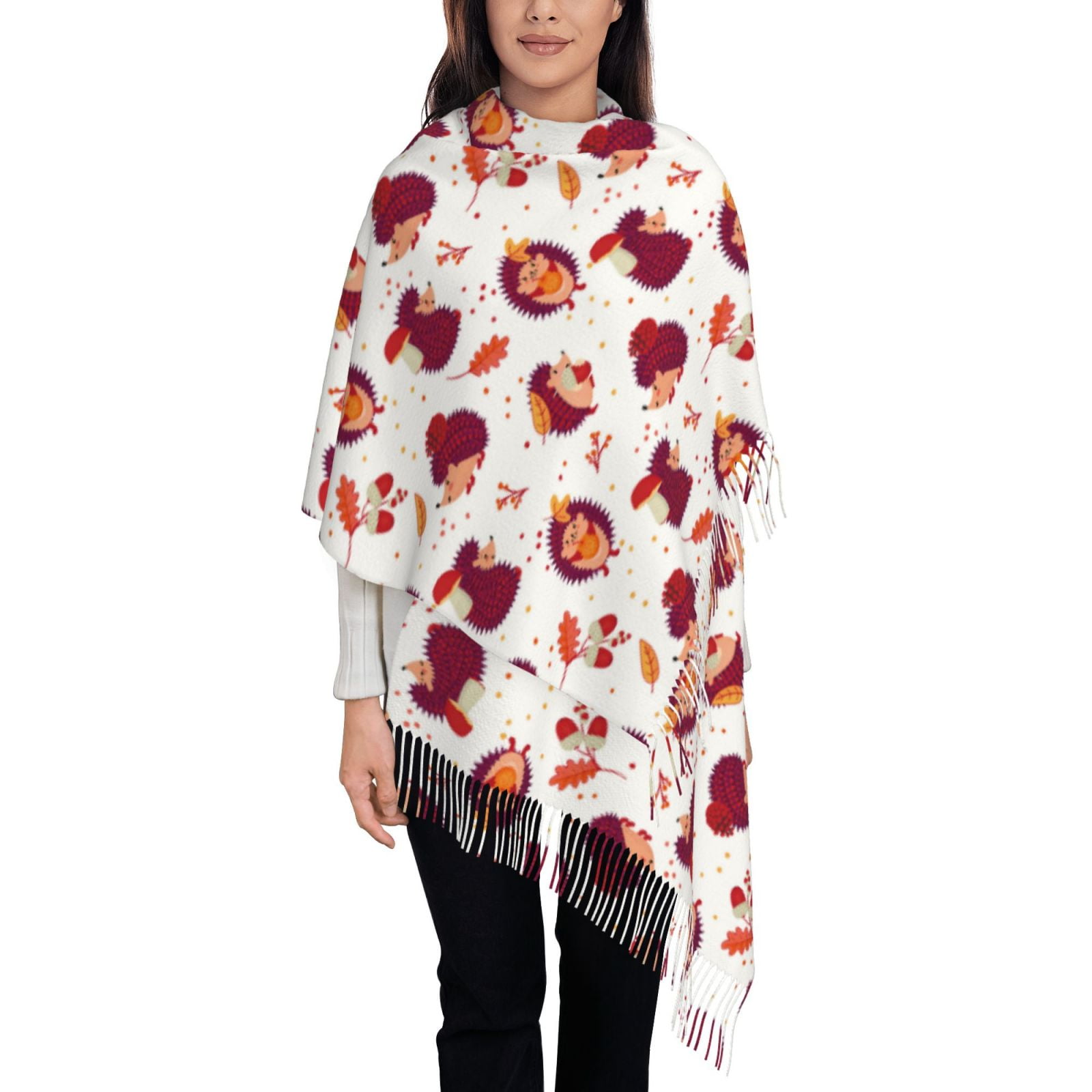 Shawl Wraps for Women - Cartoon Hedgehogs Imitation Pashmina Shawls and ...