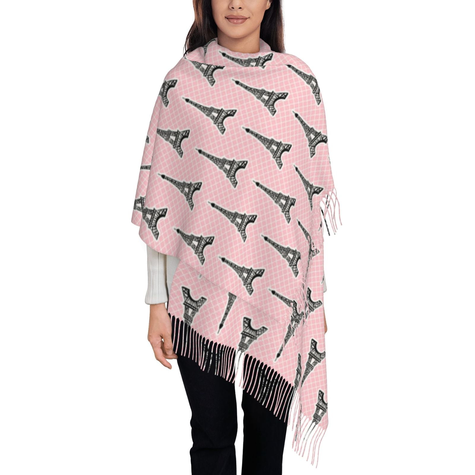Shawl Wraps for Women - Eiffel Towers black Imitation Pashmina Shawls ...