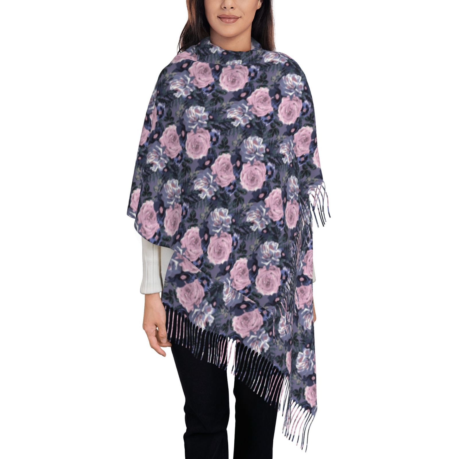 Shawl Wraps for Women - Light pink flowers Imitation Pashmina Shawls ...