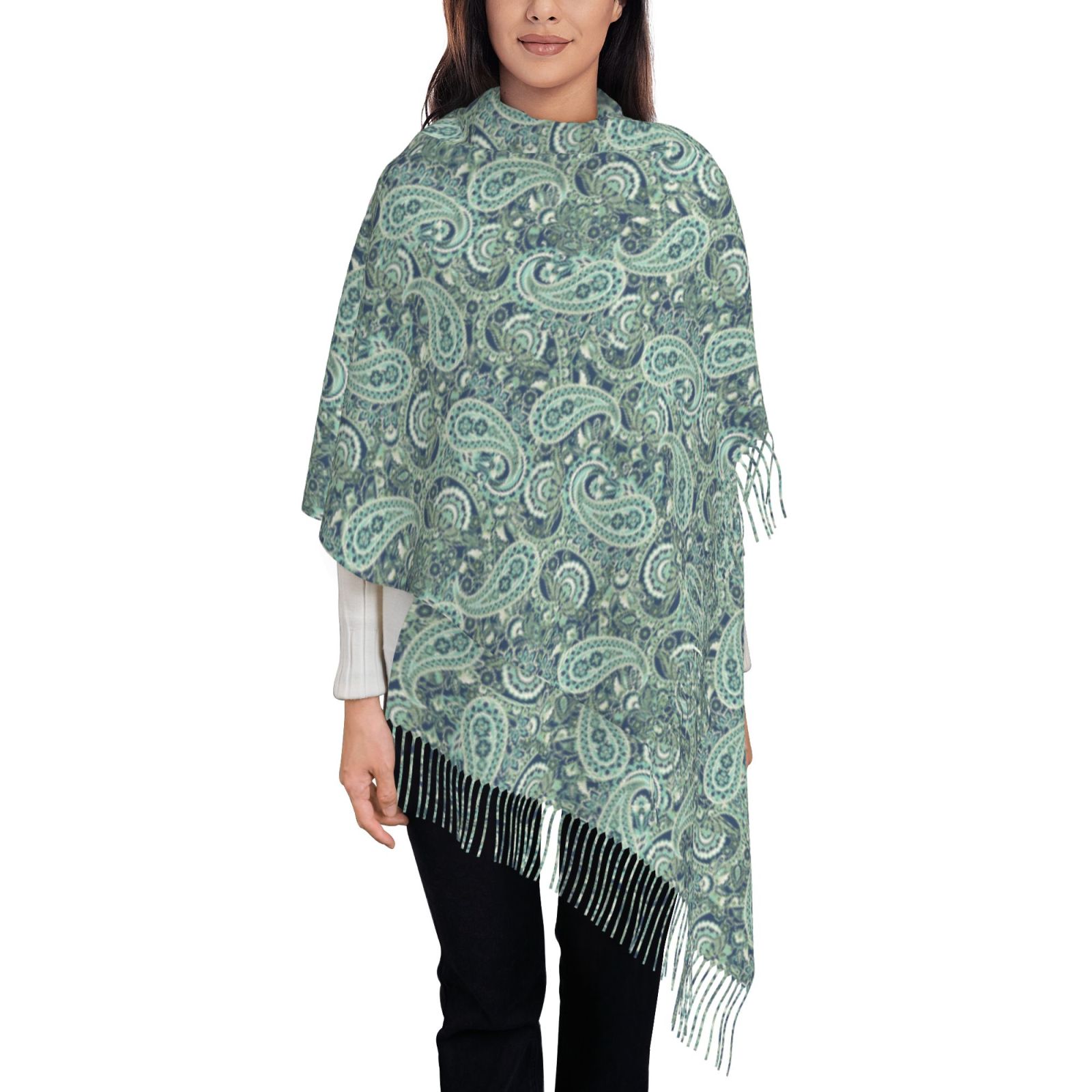 Shawl Wraps for Women - Paisley Pattern No.9089 Imitation Pashmina ...