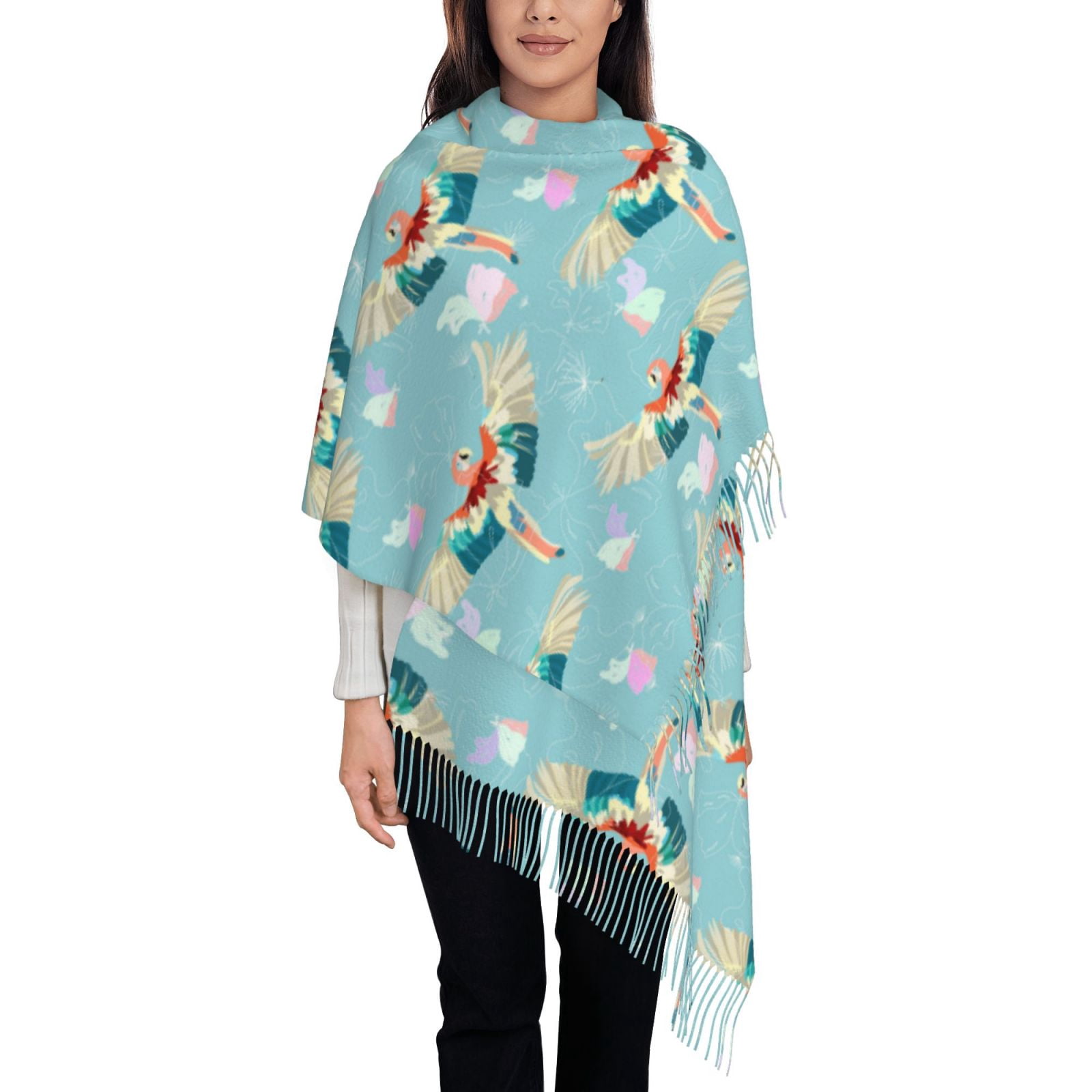 Shawl Wraps for Women - Pastel Painted Flying Cute Parrot Imitation ...