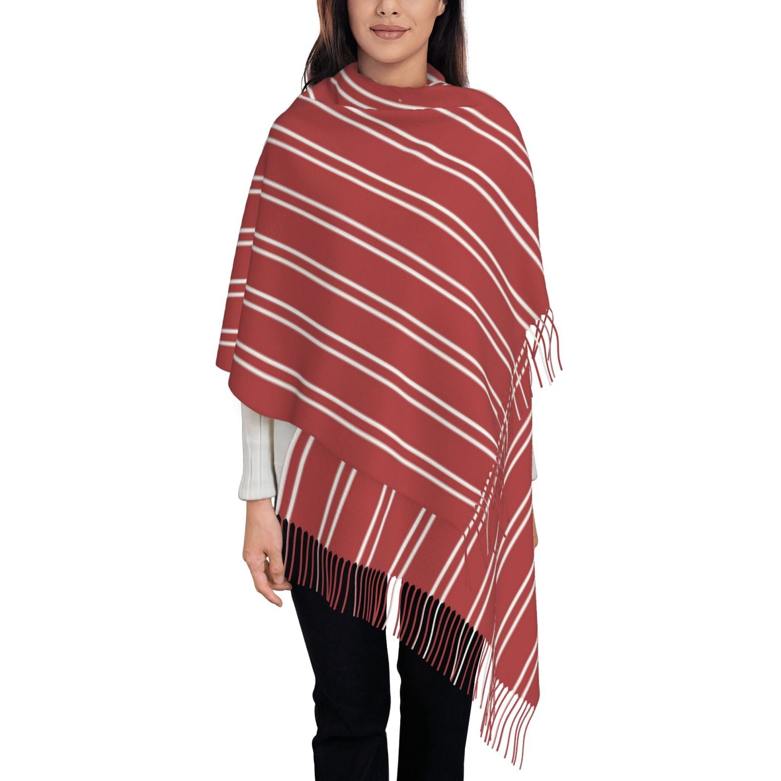 Shawl Wraps for Women - Stripes Red White Imitation Pashmina Shawls and ...