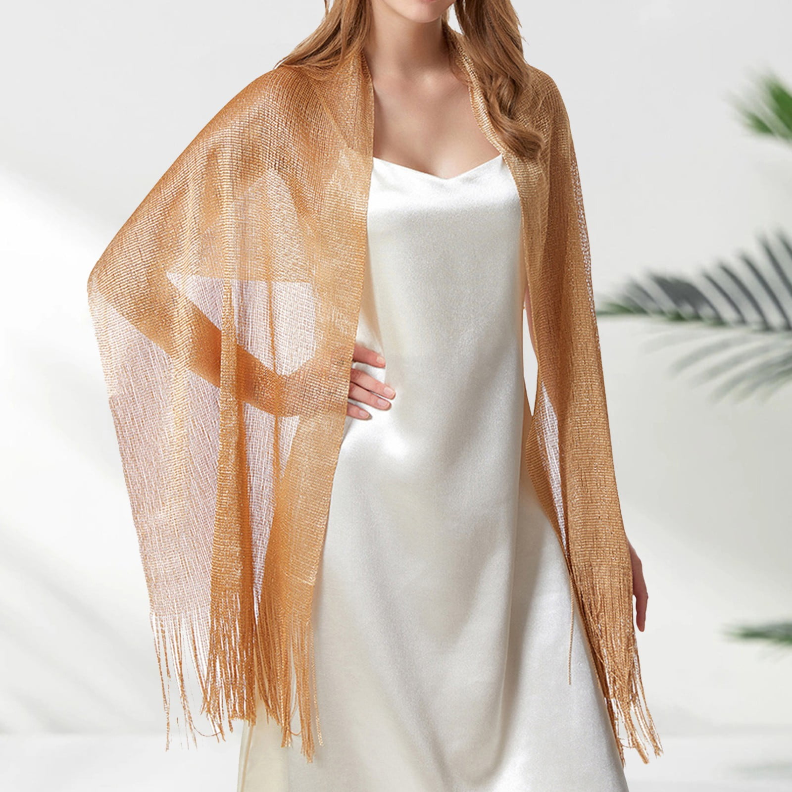 Shawl Wraps, Women's Shawl Rayon Scarf Gold And Silver Silk Flat Scarf ...