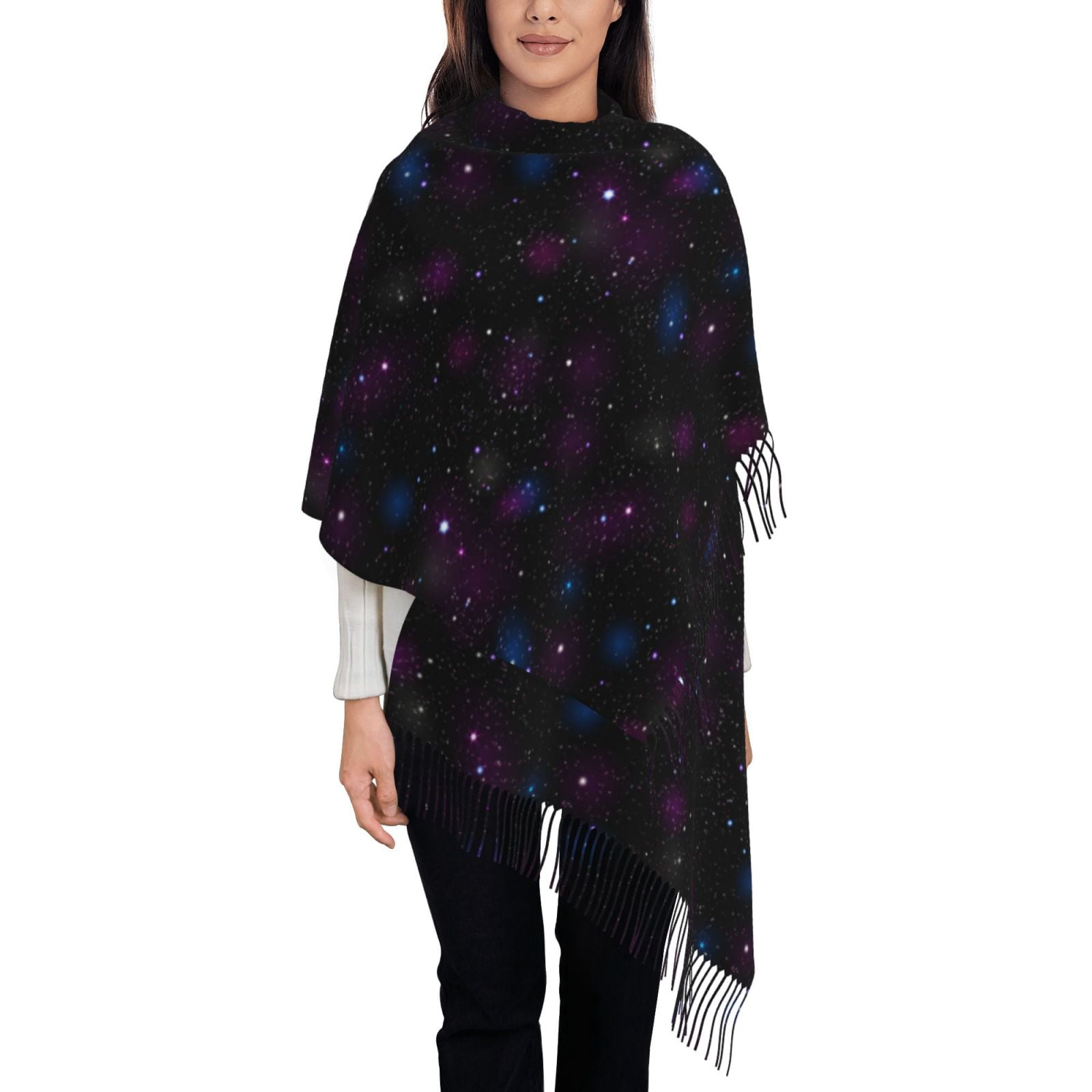 Shawl Wraps for Women - star starry sky Glitter black Imitation Pashmina Shawls and Wraps for ...
