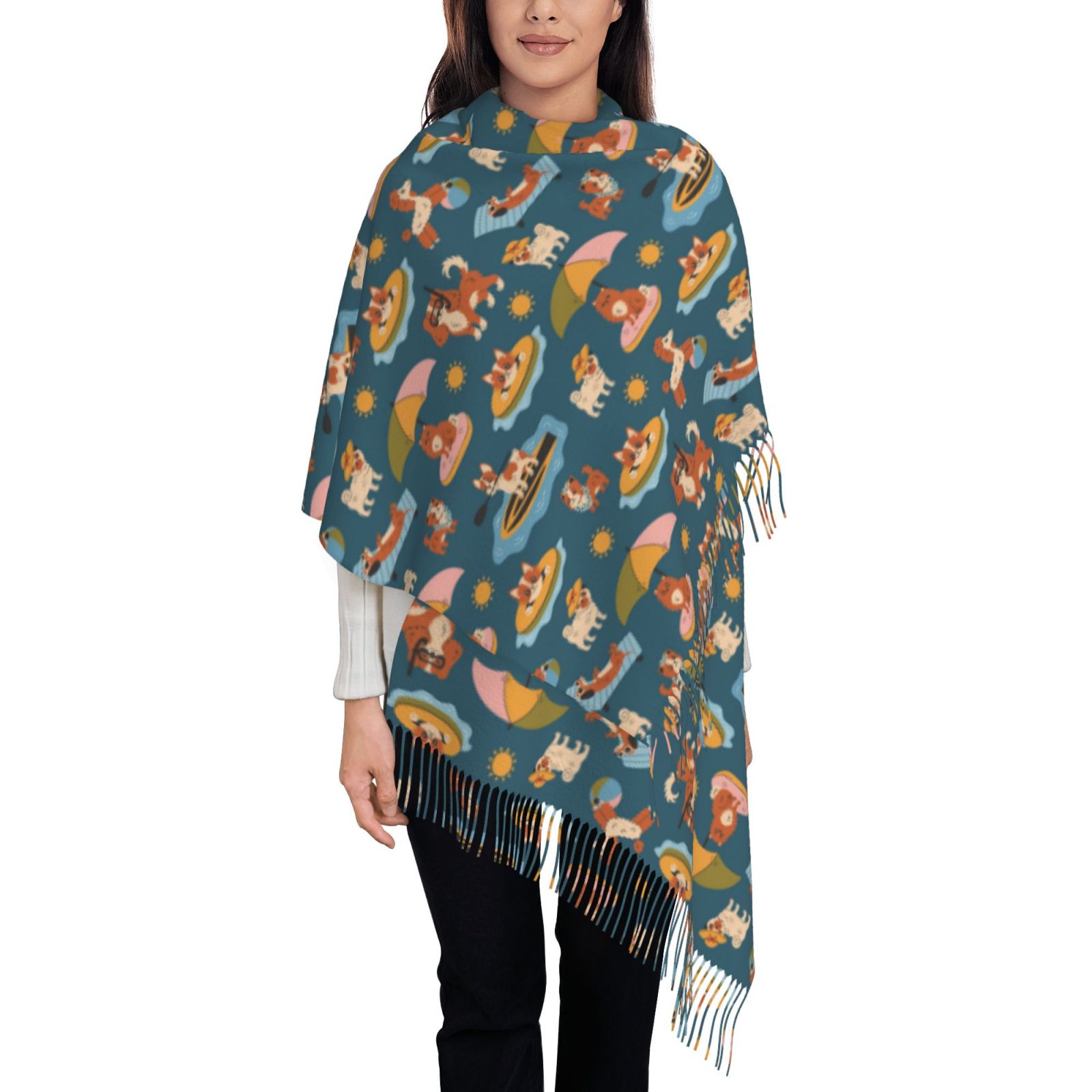 Shawl Wraps for Women - Beach Dog Imitation Pashmina Shawls and Wraps ...