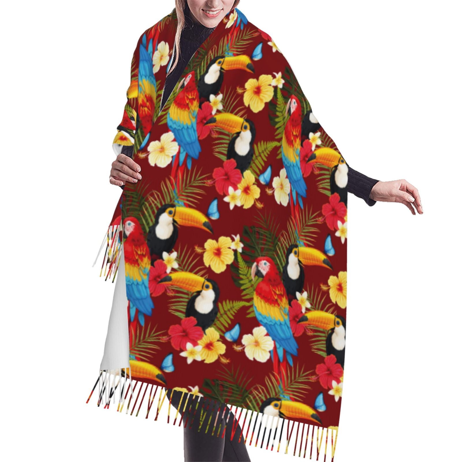 Shawl Wraps for Women - Colorful Cute Parrot Toucan Bird Oversized ...
