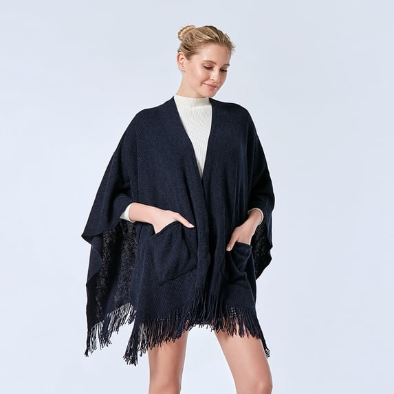 Shawl Wraps for Women, Cozy Lightweight Poncho Cape with Pockets, Warm ...