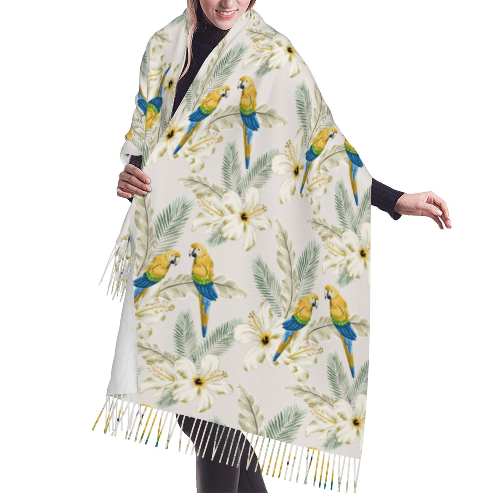 Shawl Wraps for Women - Cute Parrot Palm Leaves Flower Oversized ...