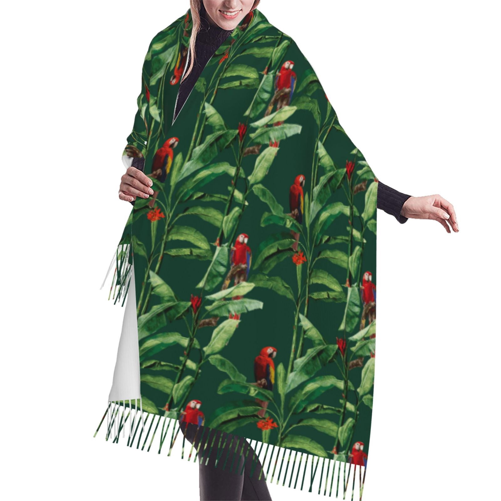 Shawl Wraps for Women - Farmhouse Cute Parrot Banana Leaf Oversized ...