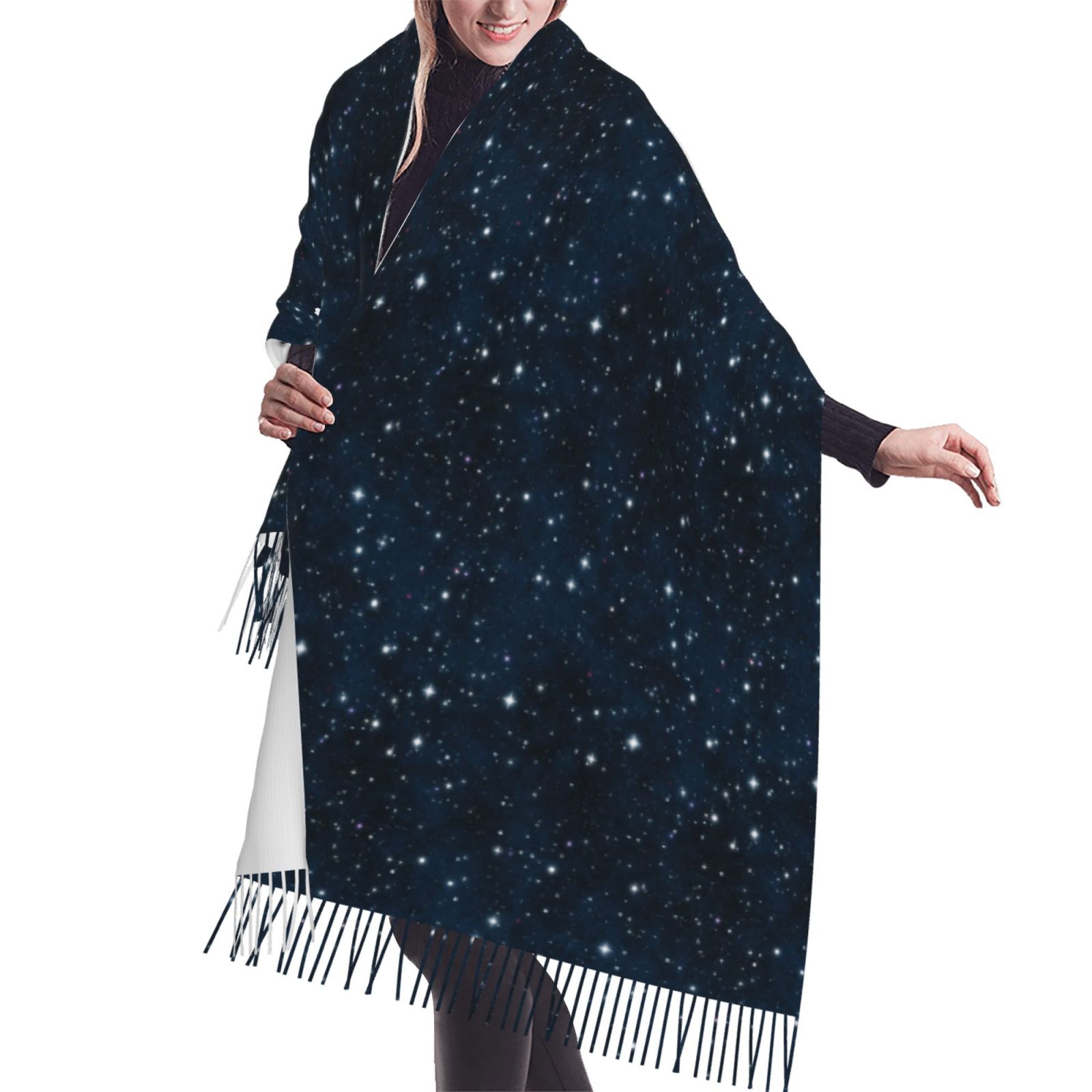 Shawl Wraps for Women - Night sky blue nebula stars Oversized Fashion ...