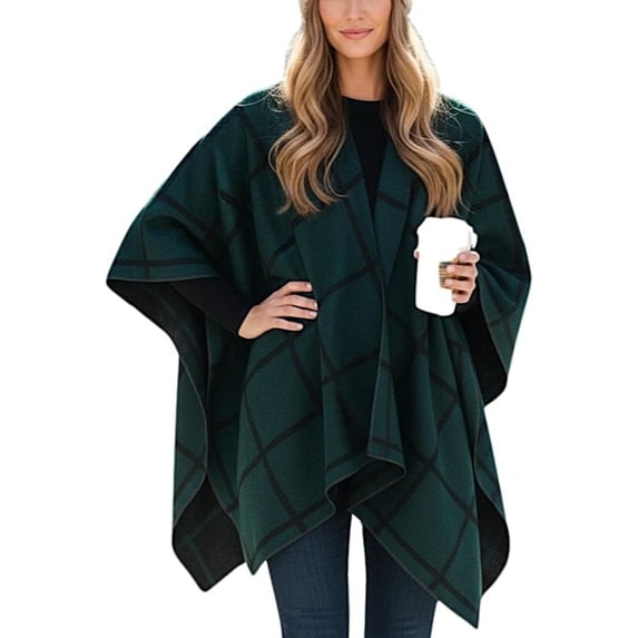 Shawl Wraps for Women Reversible Open Front Ruana Poncho Soft Cozy ...
