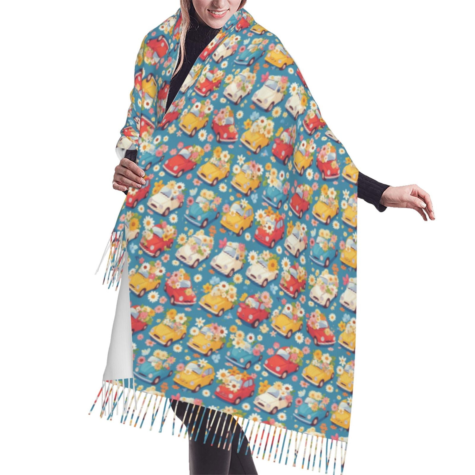 Shawl Wraps for Women - colorful SUV daisy flower Oversized Fall Winter ...