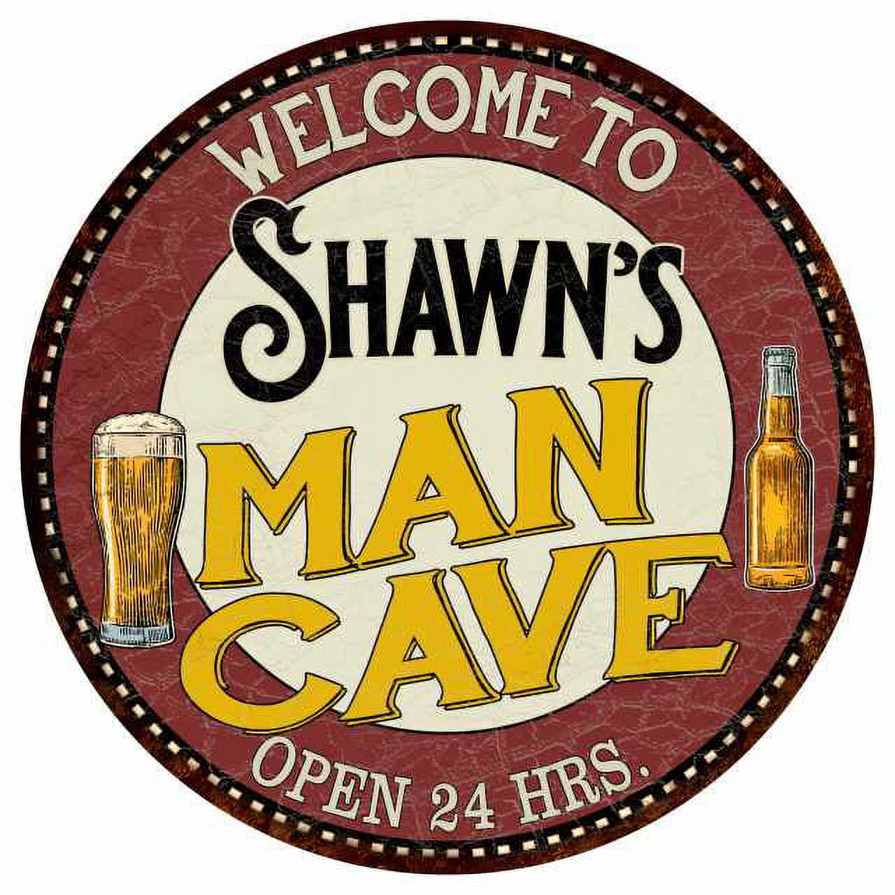 Shawn's Man Cave 14" Round Metal Sign Kitchen Bar Wall Decor ...