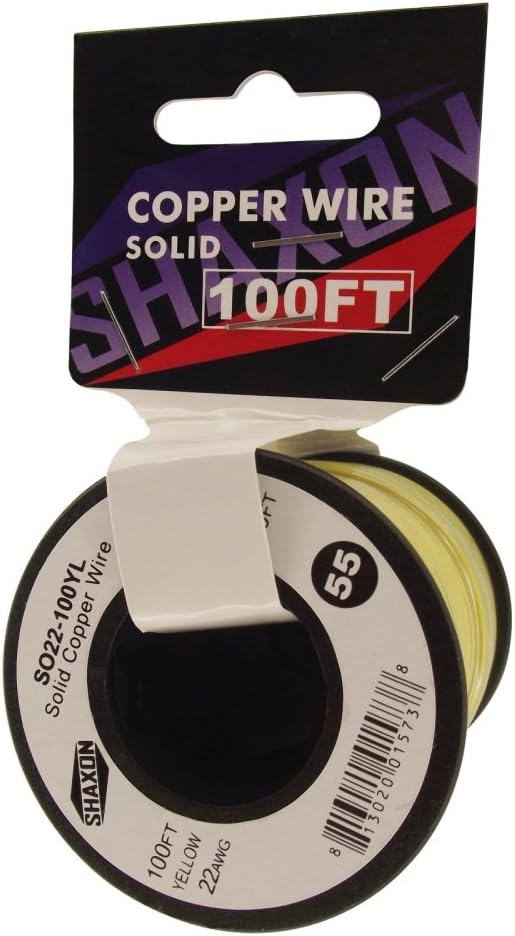 Shaxon SO22-100YL Solid Copper Wire on Spool, 100-Feet, Yellow ...