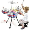 Shayson Kids Drum Set, 5 Drums + 1 Cymbal, Musical Toy with Stool and ...