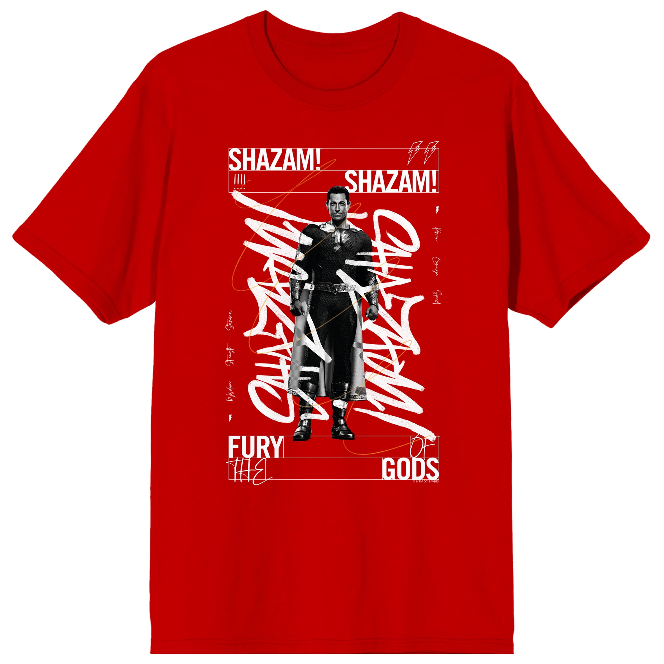 Shazam 2 Fury Of The Gods Shazam Graffiti Text Crew Neck Short Sleeve ...