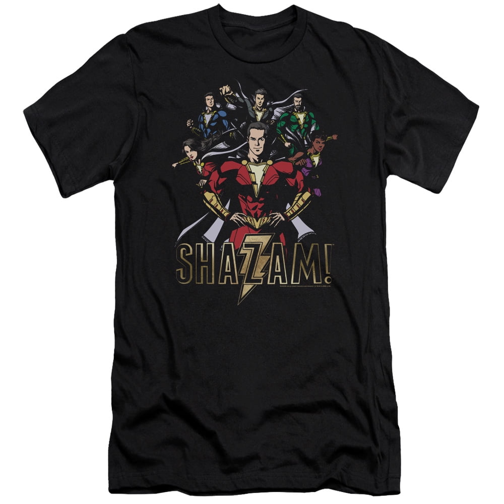Shazam Movie Group Of Heroes Premium Adult 30/1 T-Shirt Black - Walmart.com