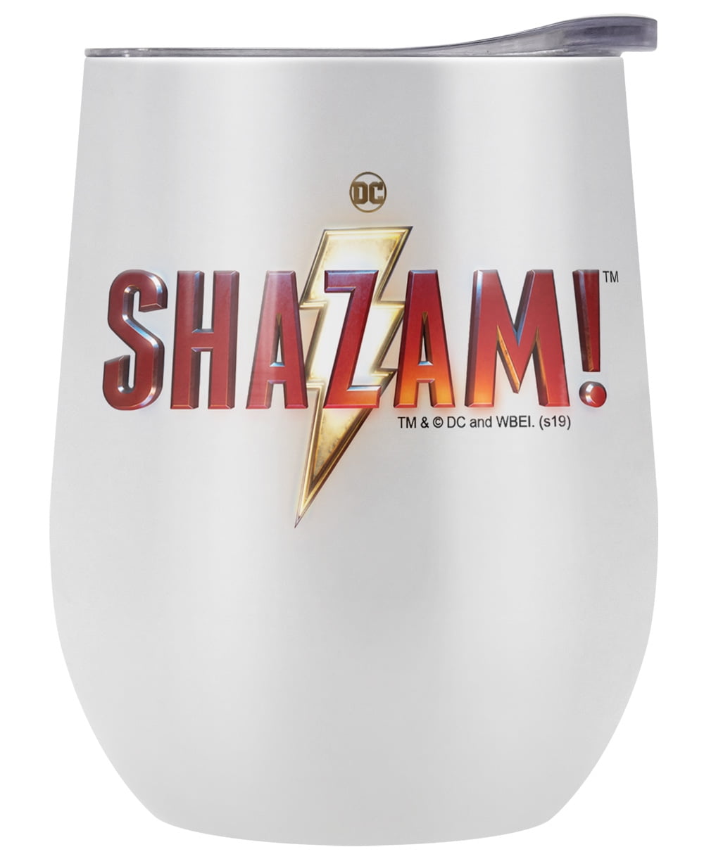 Shazam Movie Official Lightning Logo 12 OZ Stemless Wine Tumbler ...