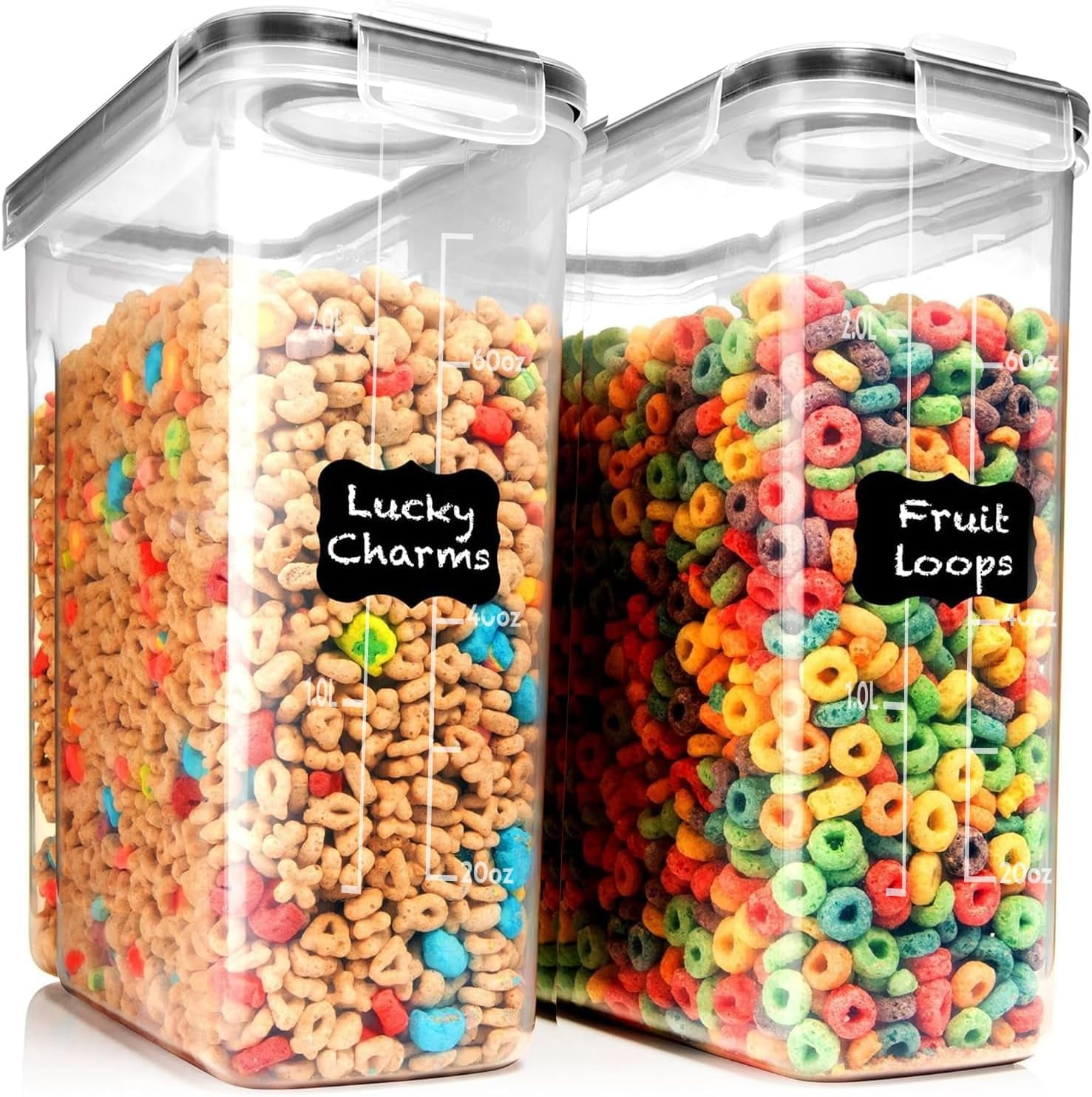 Shazo 2 Pack (2.5L / 84 Oz) Airtight Cereal Containers Storage for Food Storage, Perfect Space ...