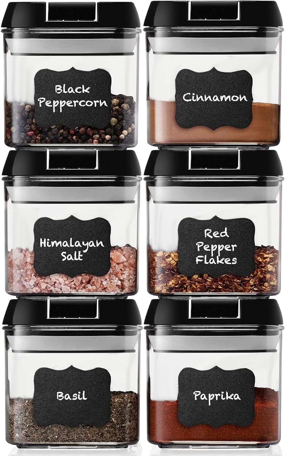 Shazo 6 PC Airtight Food Storage Containers - BPA Free Clear Plastic Snack & Spice Containers ...