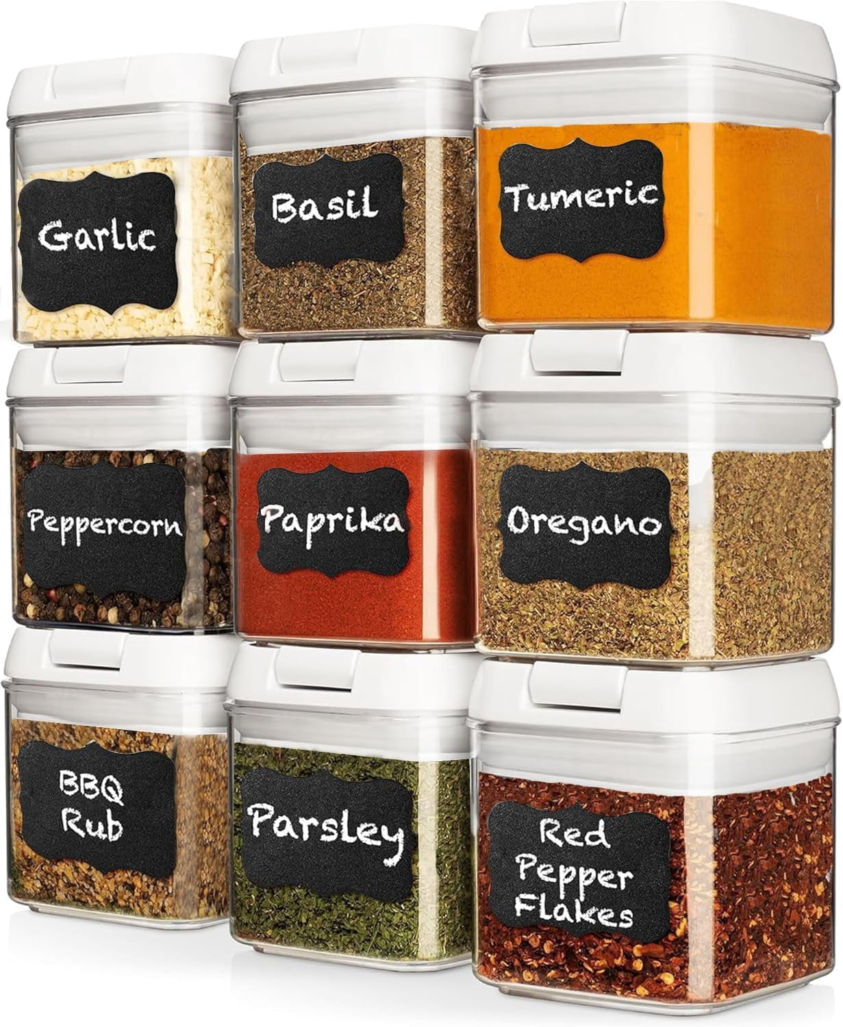 Shazo 9 PC Airtight Food Storage Containers + 9 Spoons - BPA Free Clear ...