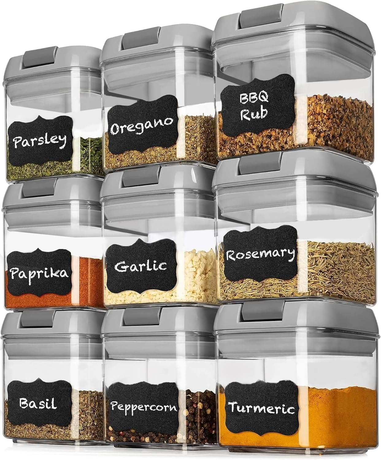 Shazo Airtight 9 Pc Mini Container Set - Clear Plastic Food Storage - Kitchen Pantry Containers ...