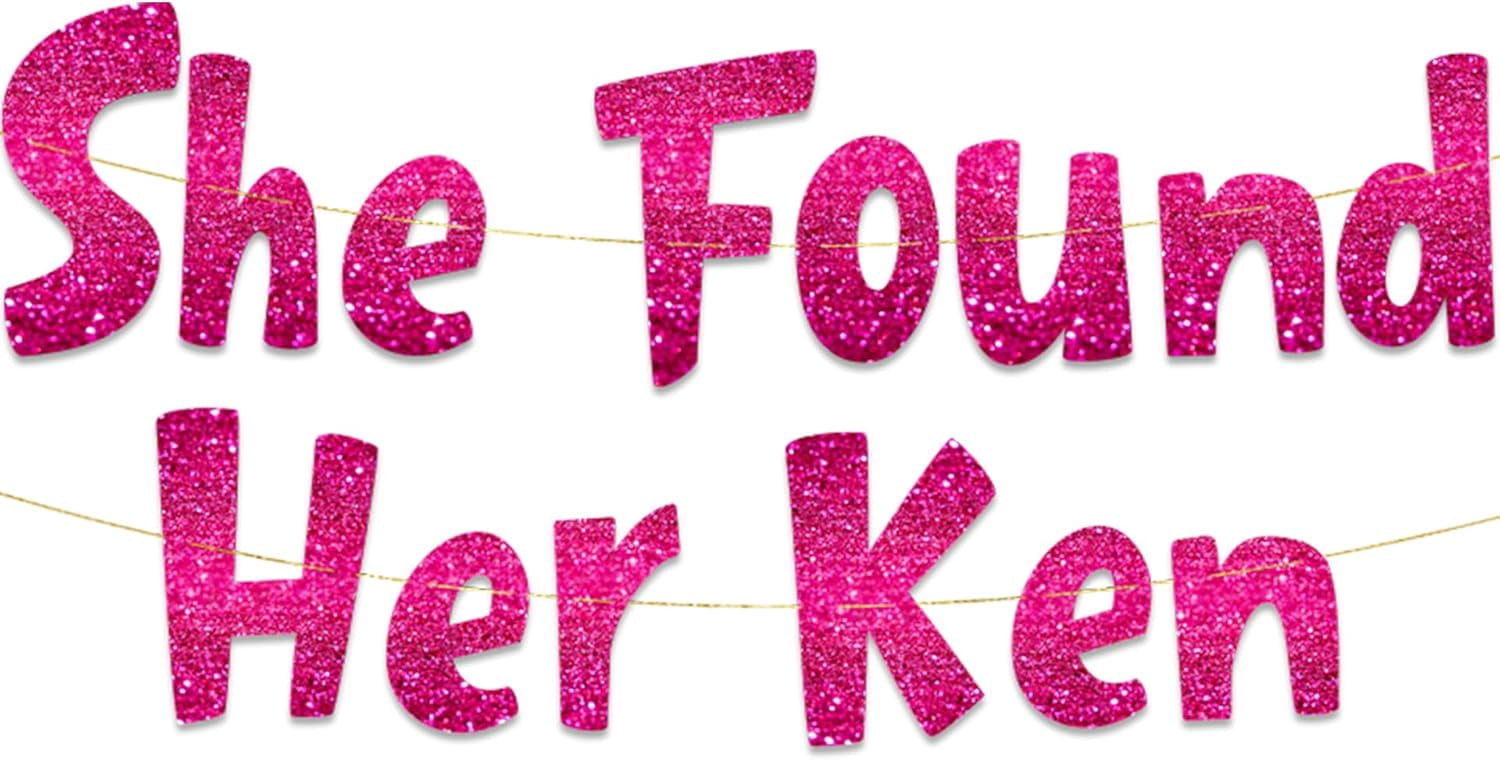 She Found Her Ken Pink Glitter Bachelorette Banner - Bachelorette Party ...