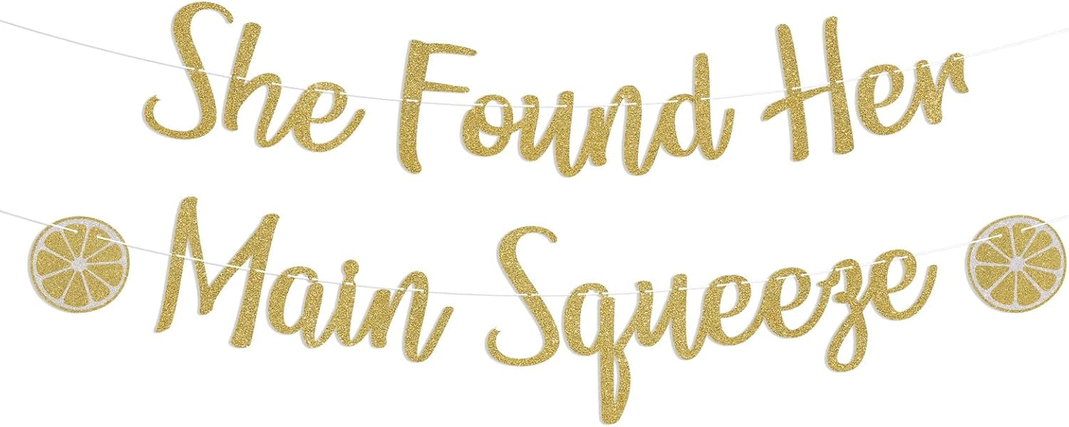 She Found Her Main Squeeze Banner Gold Glitter, Lemon Bridal Shower ...