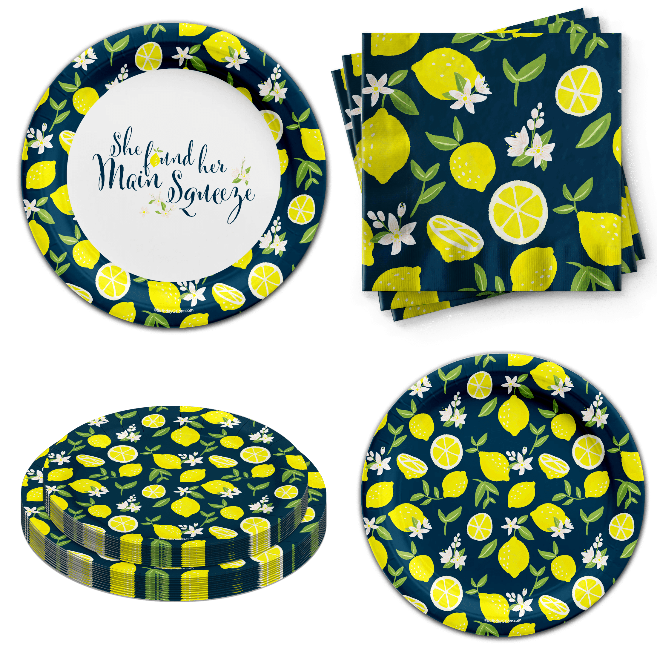 Birthday Galore Lemon Bridal Shower Tableware Set, Plates and Napkins ...