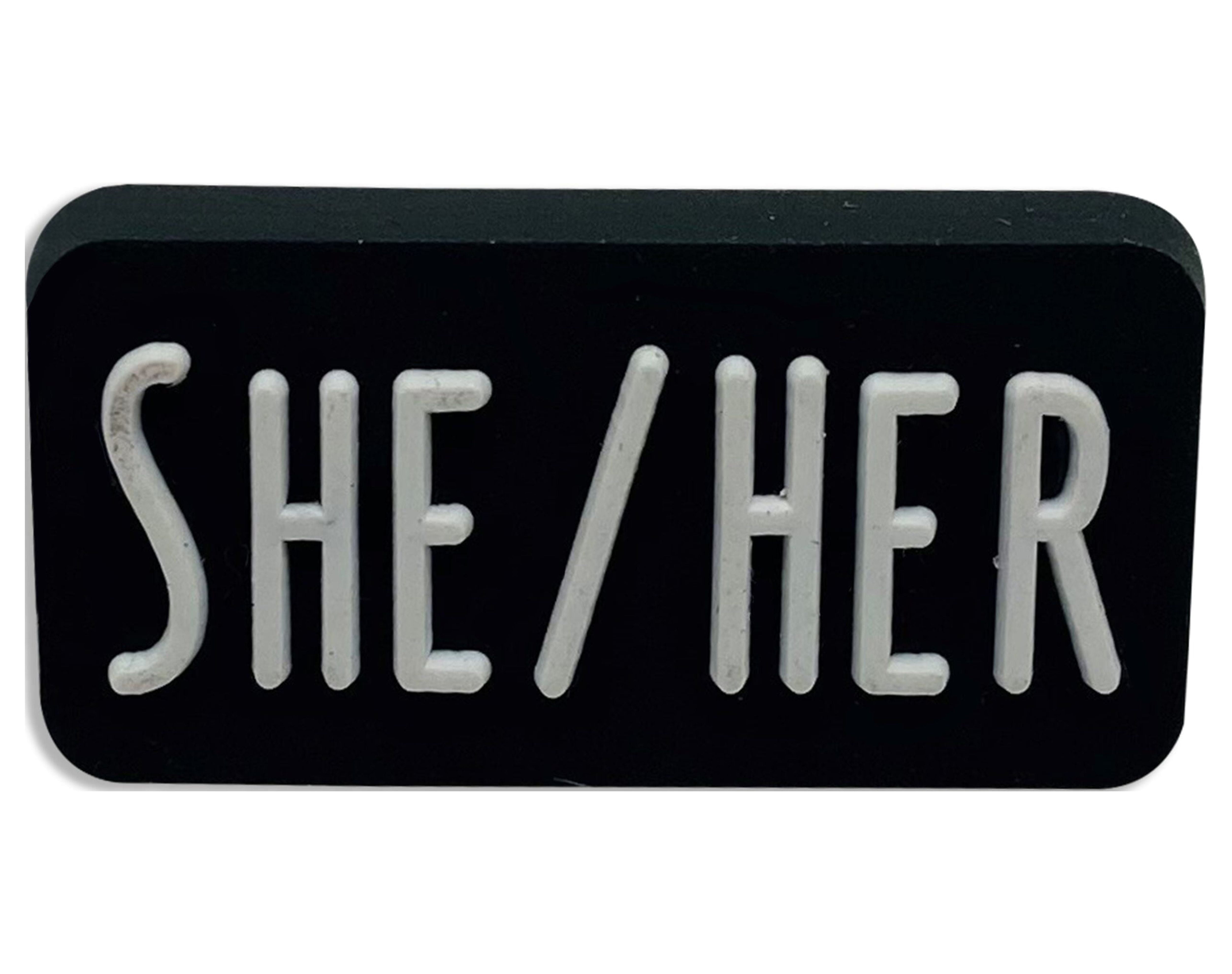 She Her Black Rectangle Pronoun Silicone Pins - Walmart.com