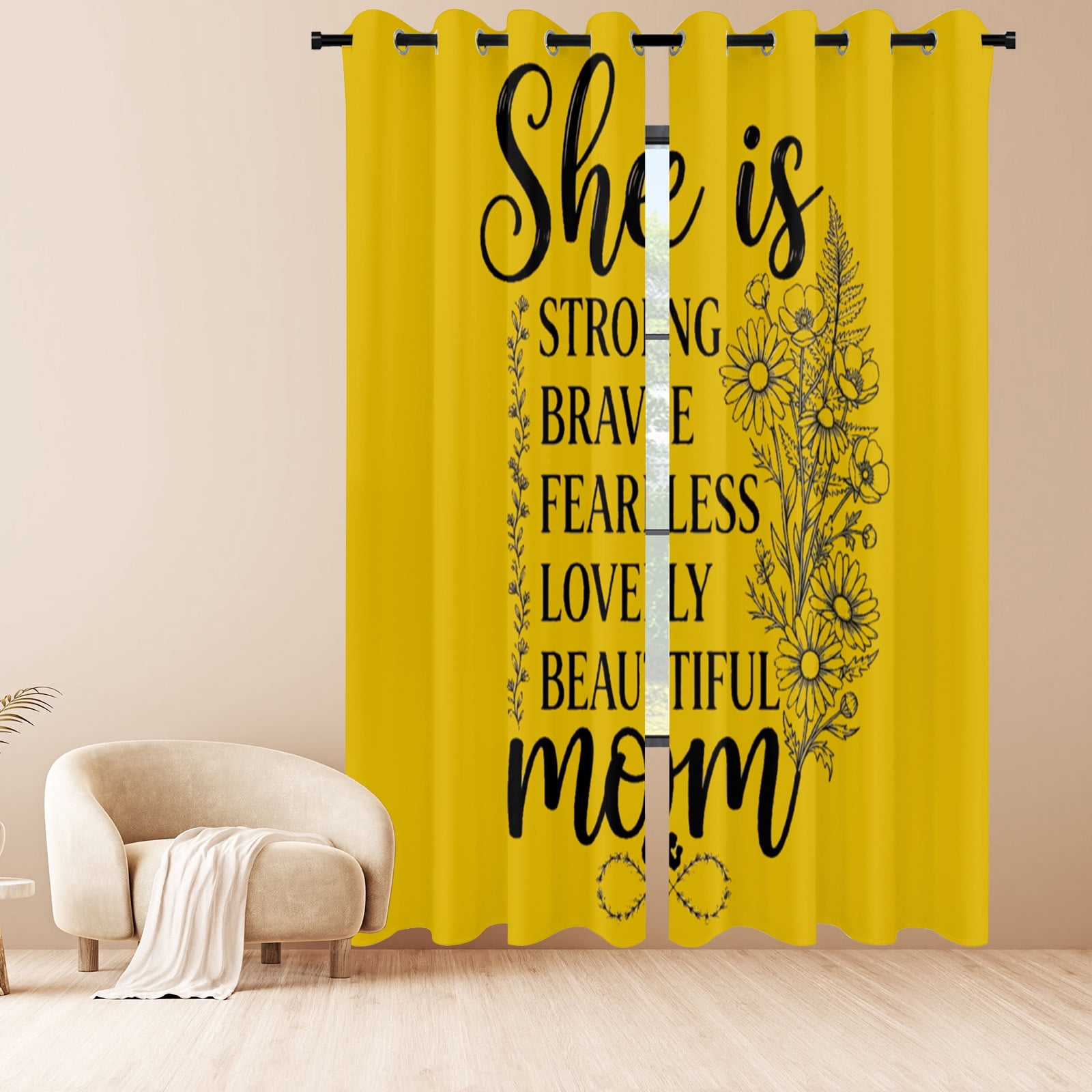 She Is Strong Brave Fearless Lovely Beautiful Mom Yellow Daisy Floral ...