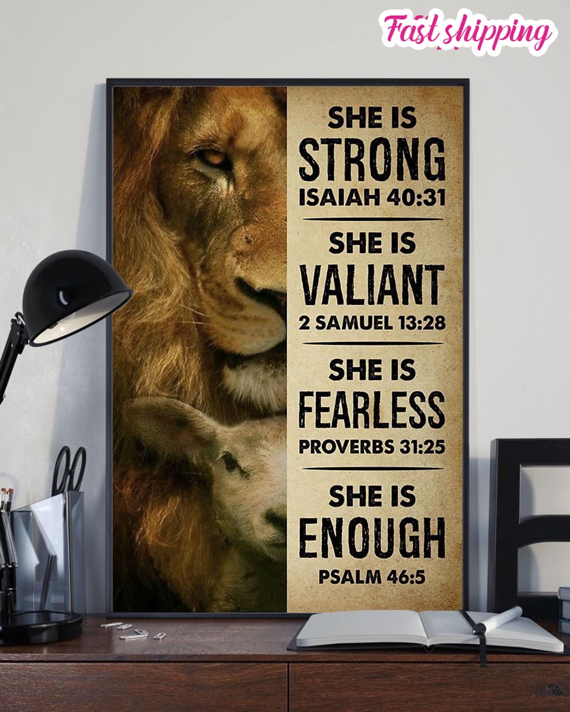 She Is Strong Isaiah 4031 She Is Valiant 2 Smauel 1328 With Lion And ...