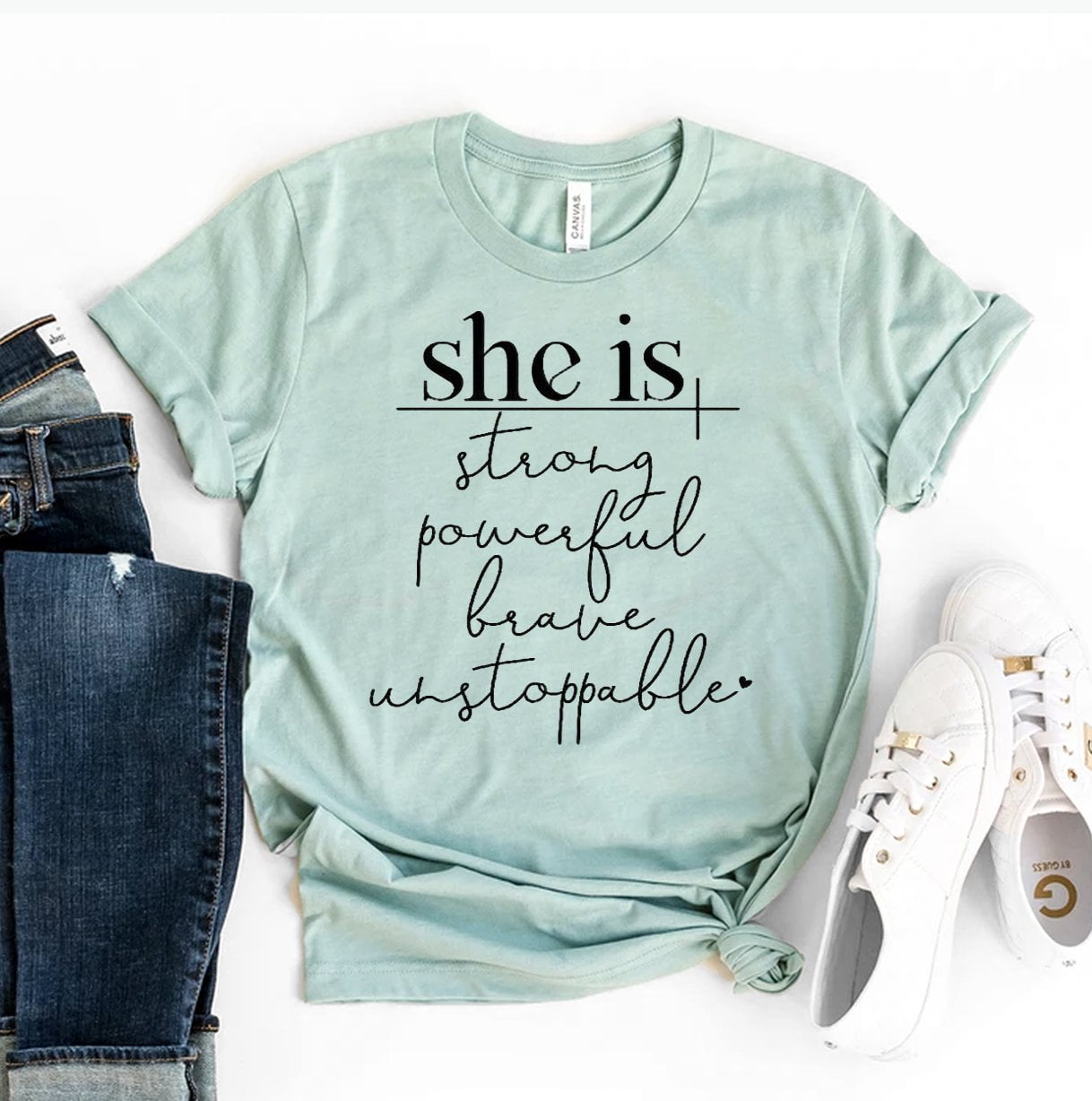 She Is Strong Powerful Brave T-shirt Unstoppable Shirt Empowerment Top ...