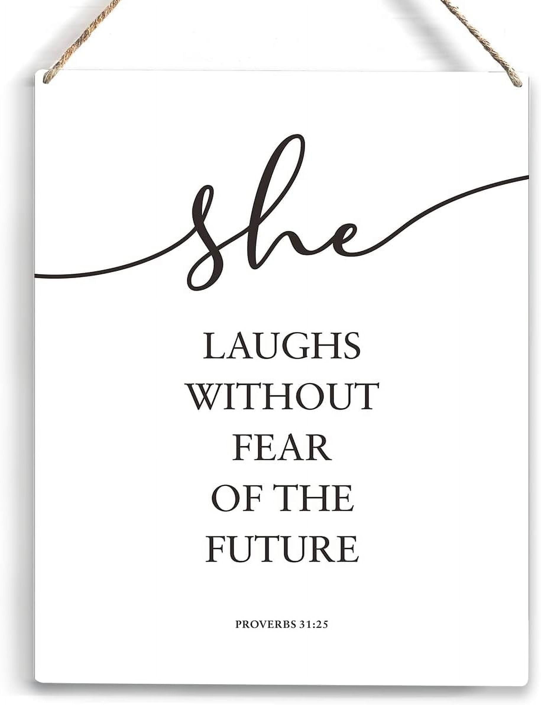 She Laughs Without Fear of the Future Bible Verse Wood Sign Rustic ...