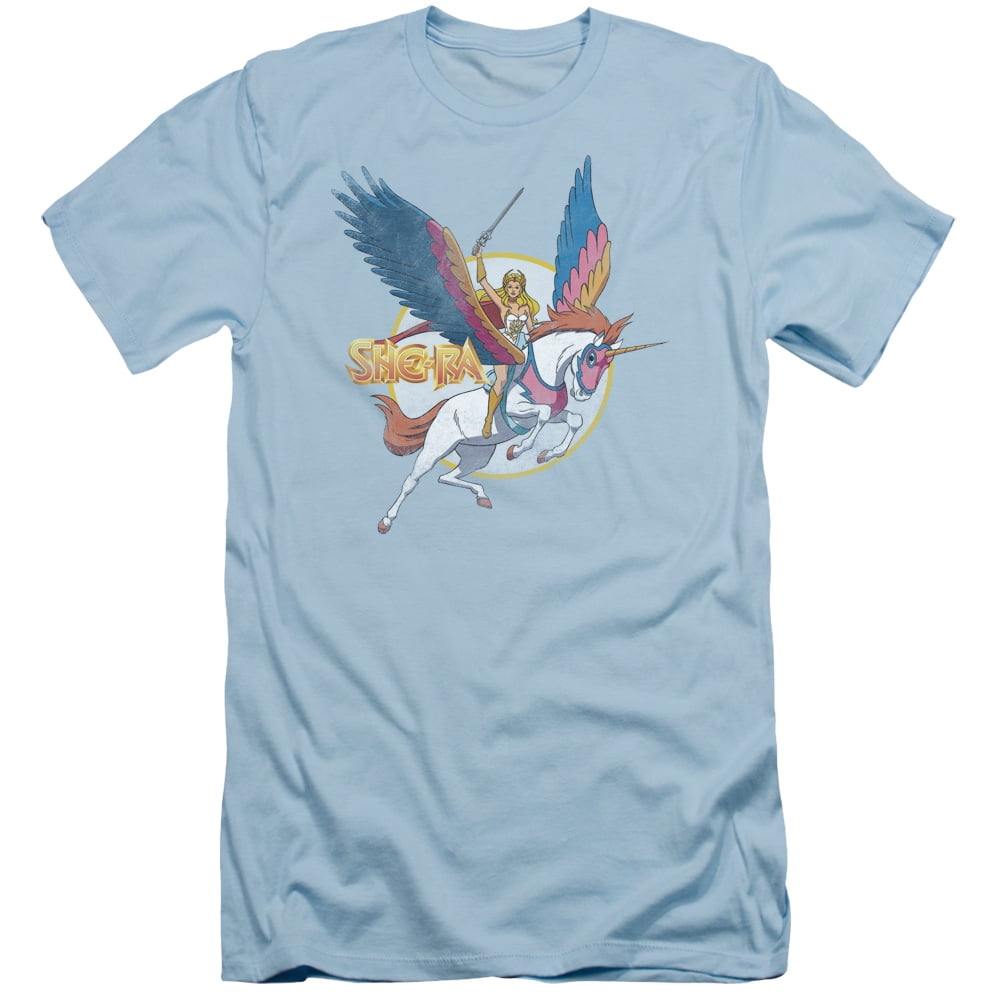 She Ra/ And Swiftwind S/S Adult 30/1 T-Shirt-Light Blue - Walmart.com