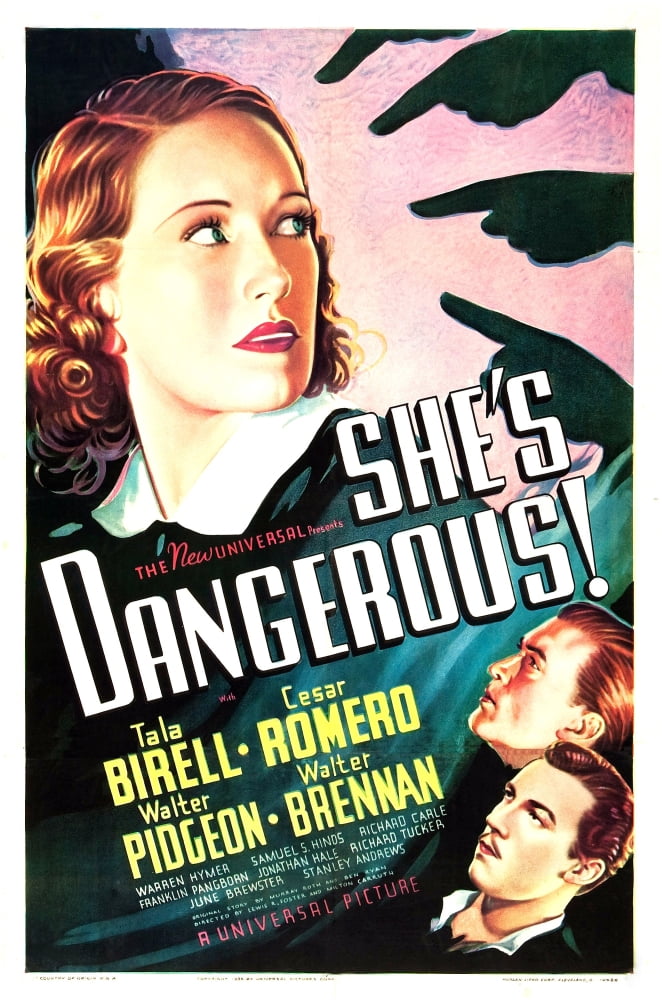 She'S Dangerous! Us Poster Art From Top: Tala Birell Walter Pidgeon ...