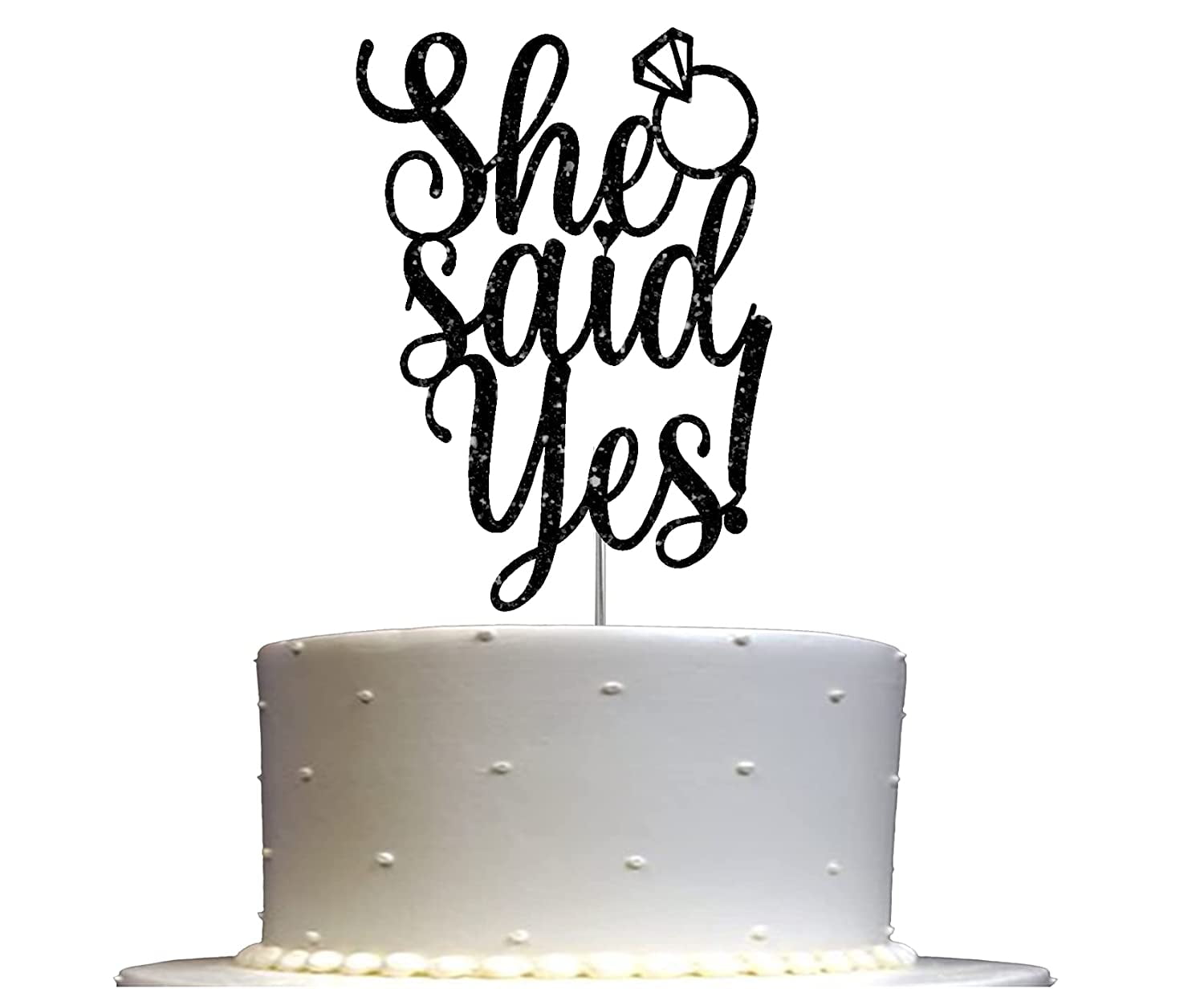 She Said Yes Glitter Cake Topper, Wedding Party Decorations Ideas ...