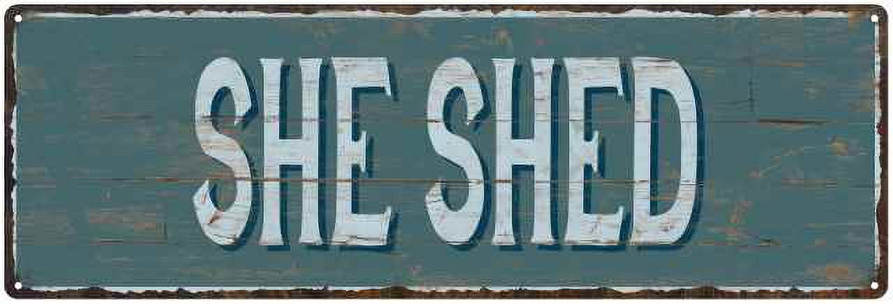 She Shack Beach Style Wood Look Sign Gift Green 8x24 Metal Decor ...