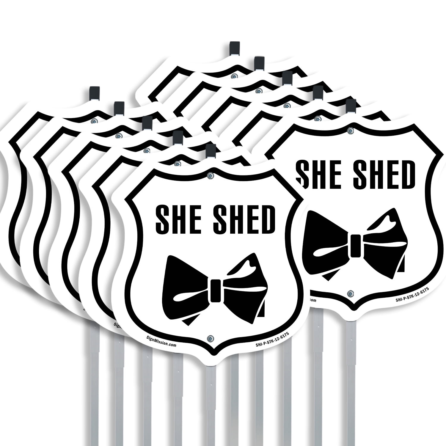 She Shed (10 Pack) 12 inch X 12 inch Shield Shaped Commercial Grade ...