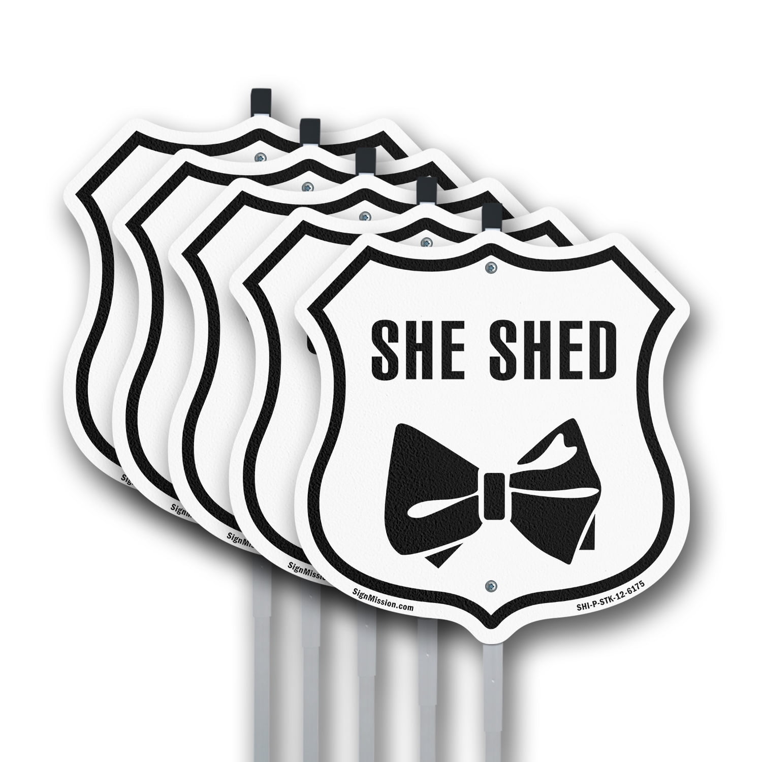 She Shed (5 Pack) 12 inch X 12 inch Shield Shaped Commercial Grade ...