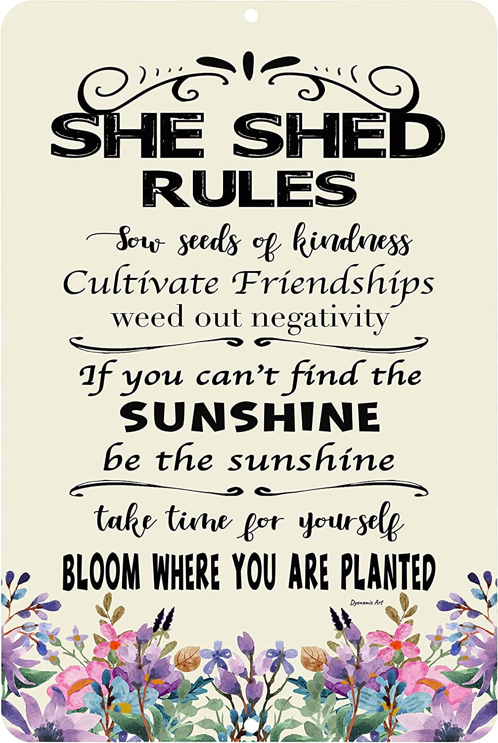 She Shed Rules Garden Sign - Inspiring Indoor or Outdoor Wall Decor ...