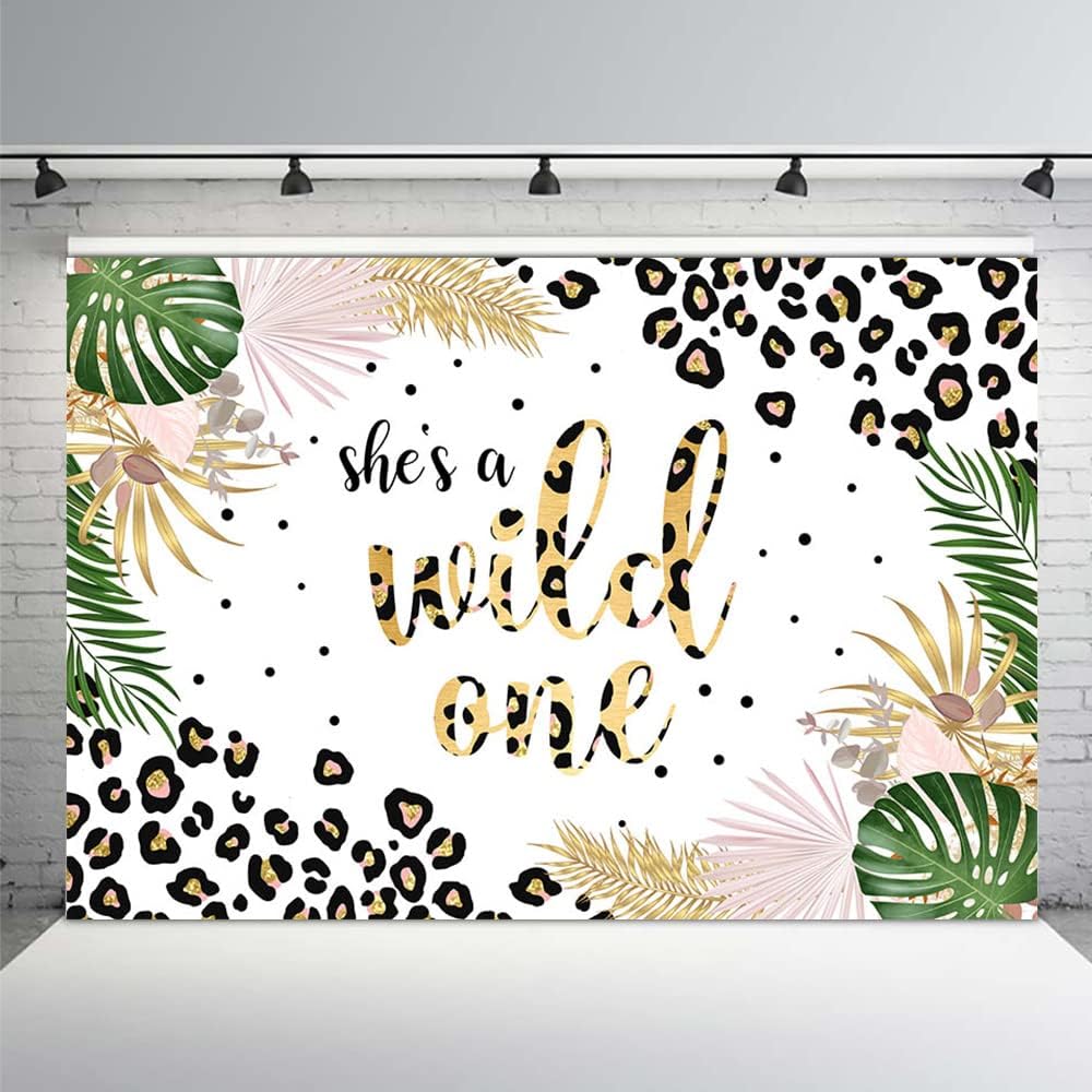 She is a Wild One Leopard Photo Backdrop Banner for Girls 1st Birthday ...