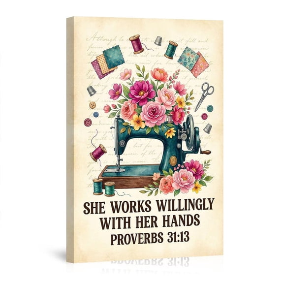 She Works Willingly With Her Hands verbs 31 13 Christian Sewing Floral ...